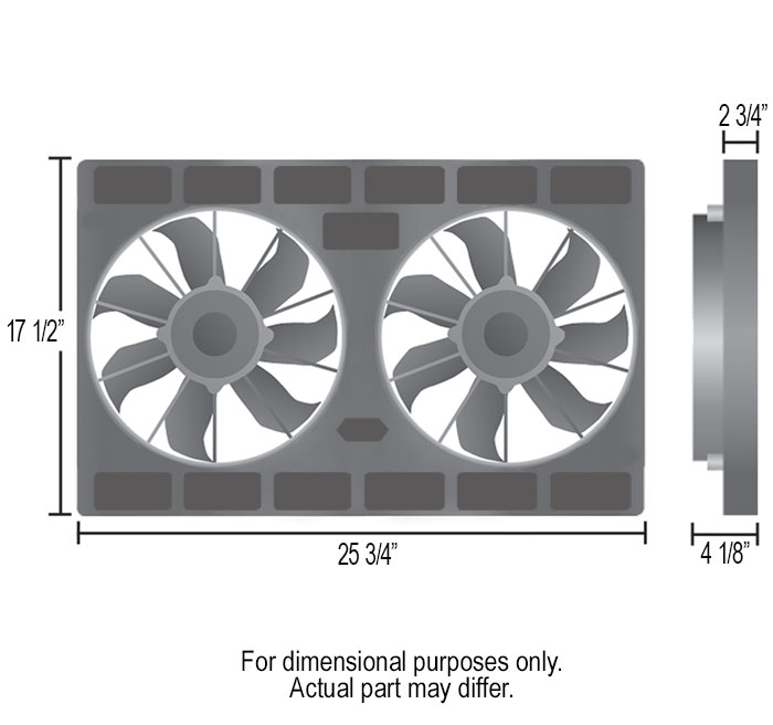 High Output Dual 12″ Electric RAD Fan/Plastic Shroud Kit – 26-3/4″W x ...